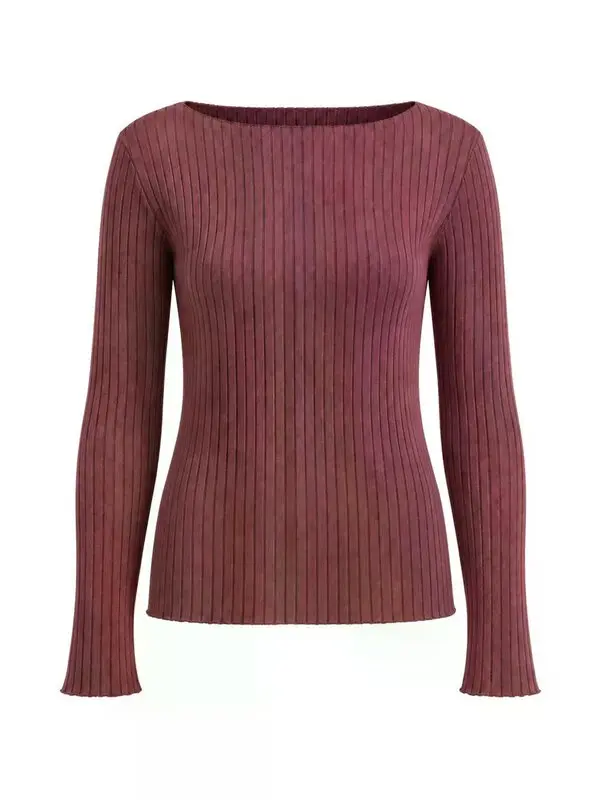 Vince Ribbed Slash-neck Top