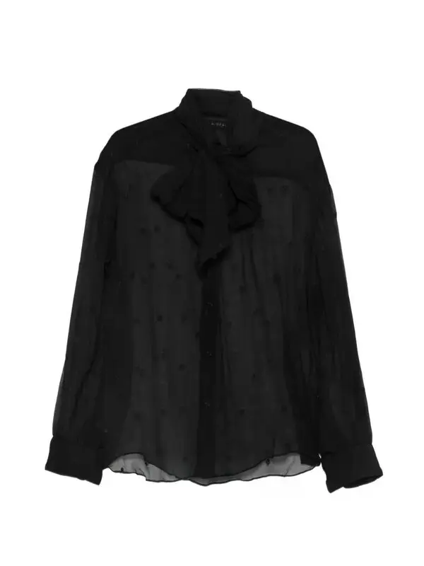 ALAINPAUL Rose-embroidered Sheer Blouse