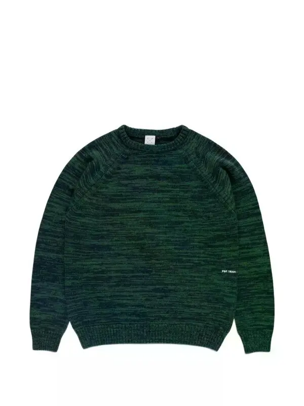 POP TRADING COMPANY Melange-knit Logo-embroidered Sweater