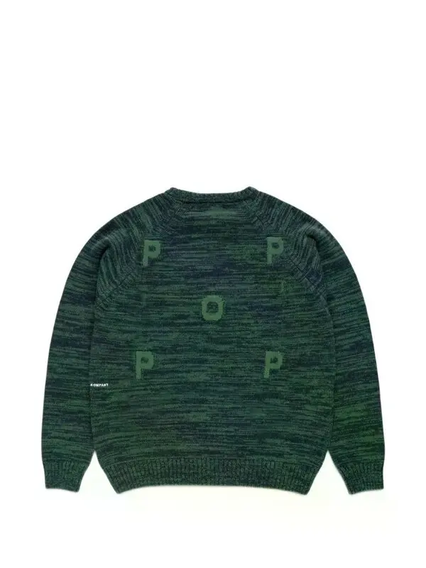 POP TRADING COMPANY Melange-knit Logo-embroidered Sweater