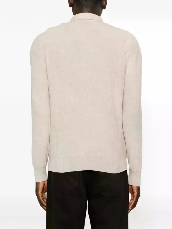 LARDINI Ribbed-knit Polo Sweater
