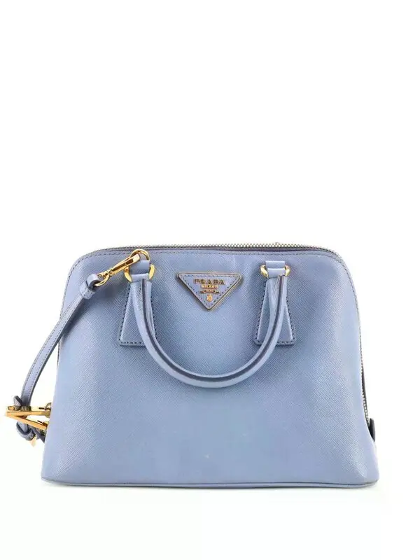 Prada Promenade Bag Saffiano Leather Small Satchel - Blue