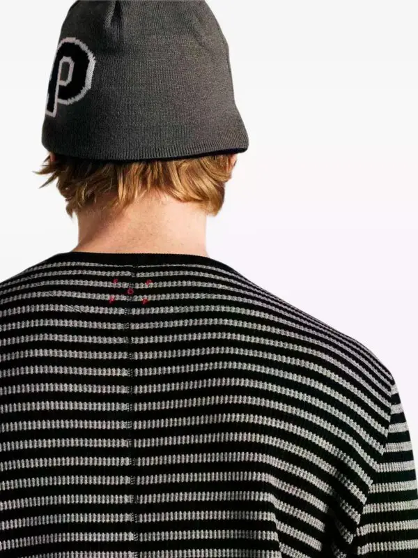 POP TRADING COMPANY Striped Waffle-knit T-shirt