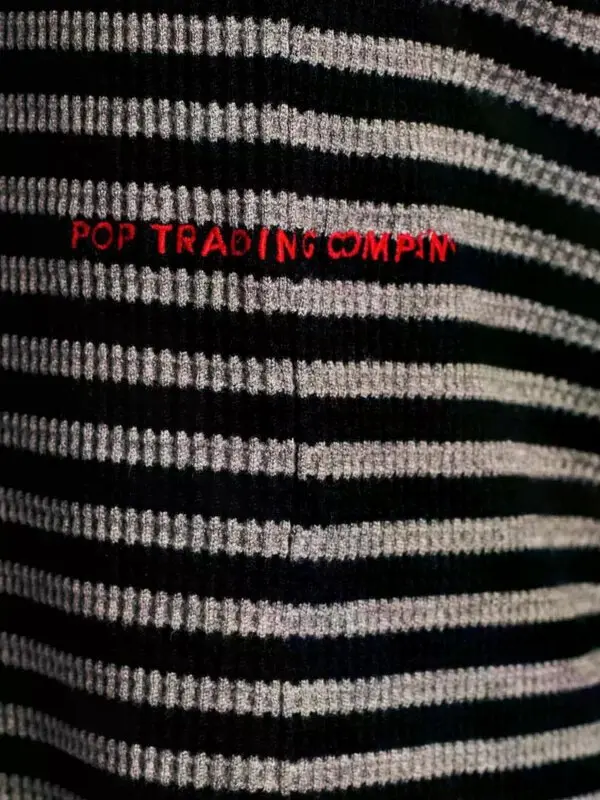 POP TRADING COMPANY Striped Waffle-knit T-shirt
