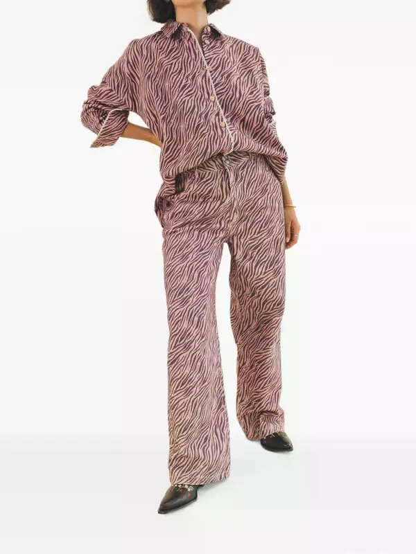 FAVORITE PEOPLE Zebra-pattern Wide-leg Trousers