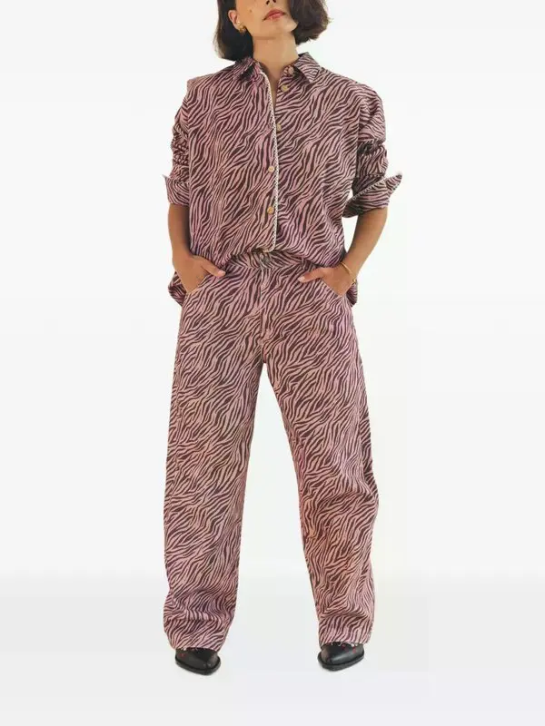 FAVORITE PEOPLE Zebra-pattern Wide-leg Trousers - Pink