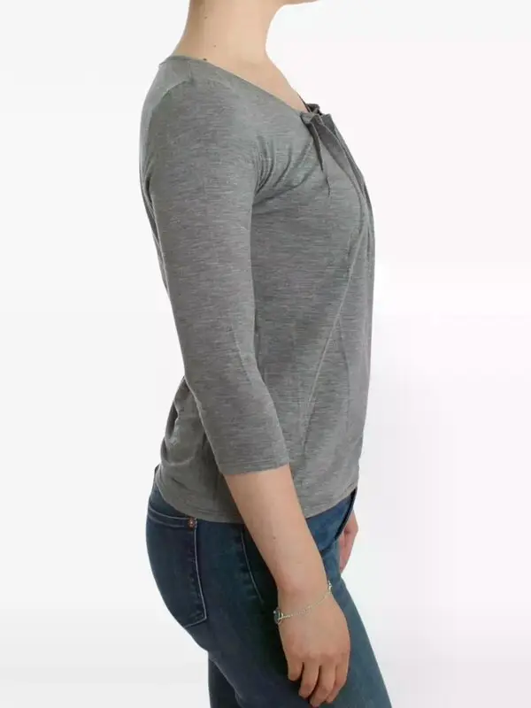 Roberto Cavalli Pleated-neckline Three-quarter-sleeve T-shirt