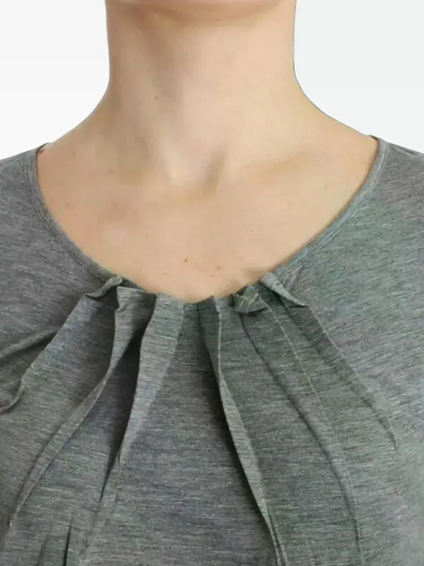 Roberto Cavalli Pleated-neckline Three-quarter-sleeve T-shirt