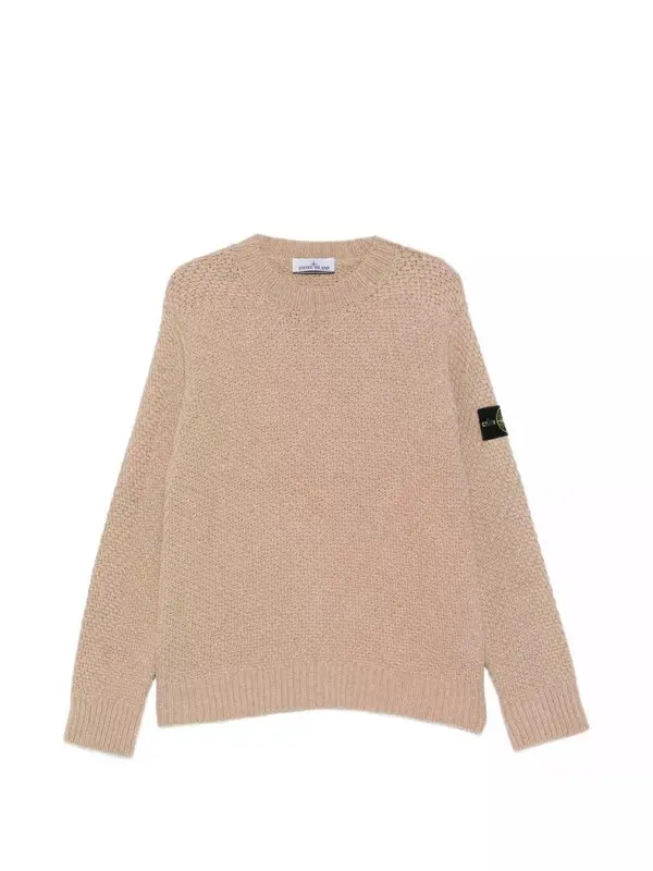 Stone Island Compass-patch Waffle-knit Sweater - Neutrals
