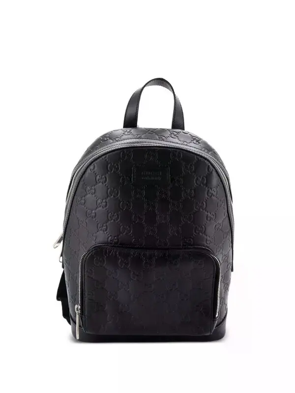 Gucci Signature Pocket Guccissima Leather Small Backpack - Black