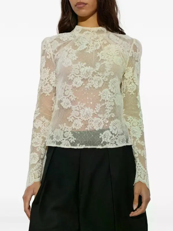 SELF-PORTRAIT Sequin-embellished Lace Top