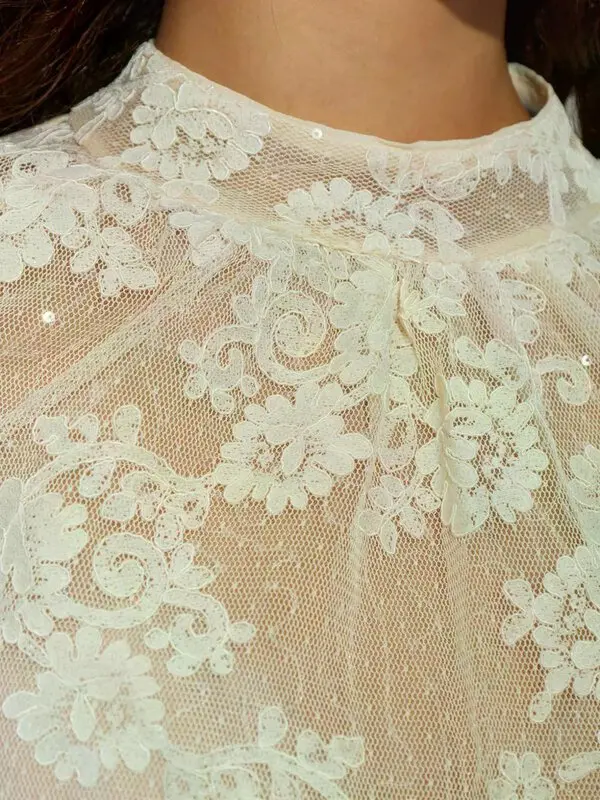 SELF-PORTRAIT Sequin-embellished Lace Top