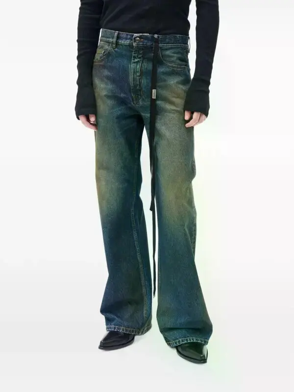 ANN DEMEULEMEESTER Stone-washed Lace-detail Jeans