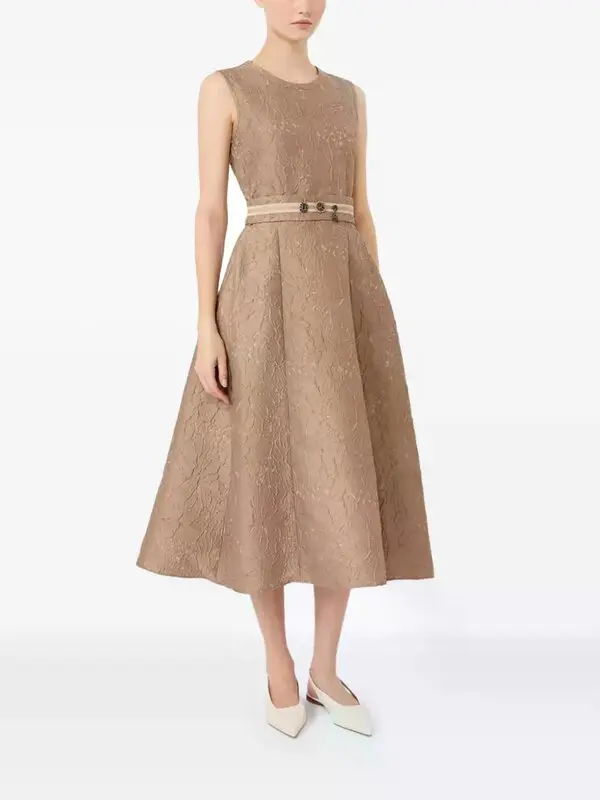 Max Mara Stmskipper Floral-jacquard Belted Midi Dress