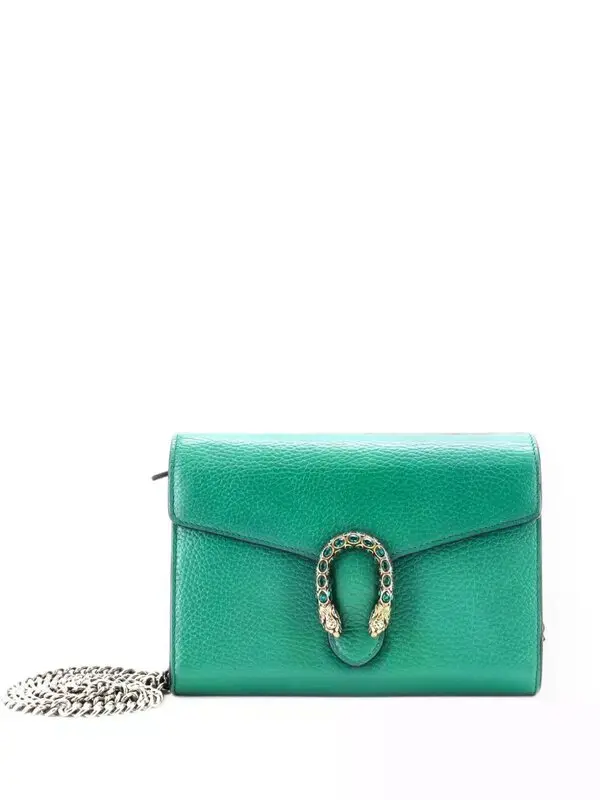 Gucci Dionysus Chain Wallet Leather With Embellished Detail Small Crossbody Bag - Green