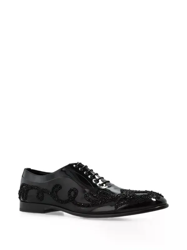 Dolce & Gabbana Bead-embellished Patent-leather Oxford Shoes