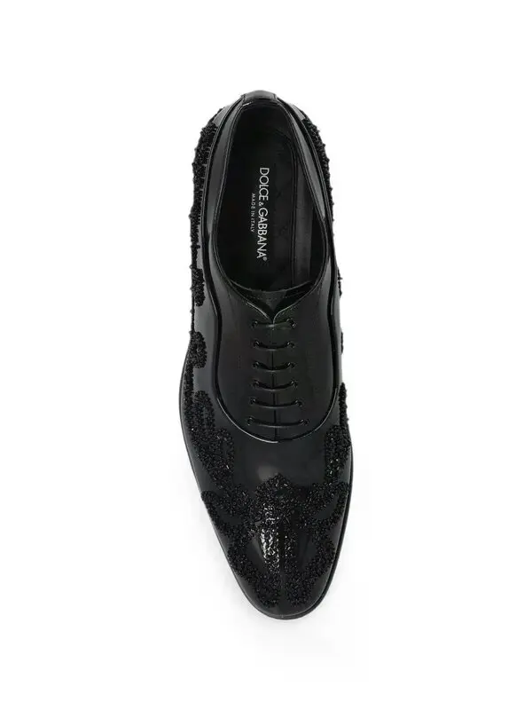 Dolce & Gabbana Bead-embellished Patent-leather Oxford Shoes