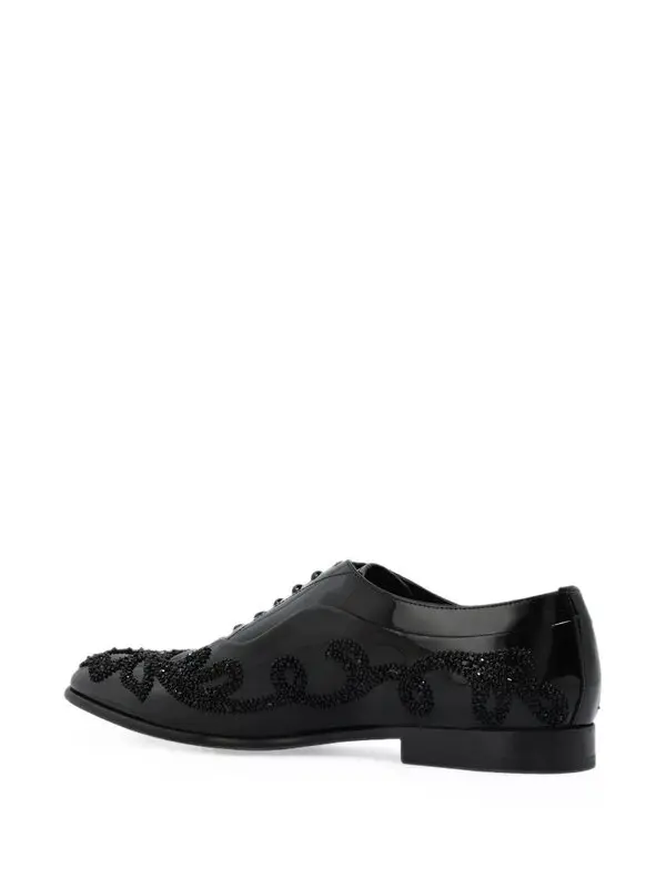 Dolce & Gabbana Bead-embellished Patent-leather Oxford Shoes