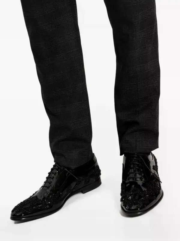 Dolce & Gabbana Bead-embellished Patent-leather Oxford Shoes