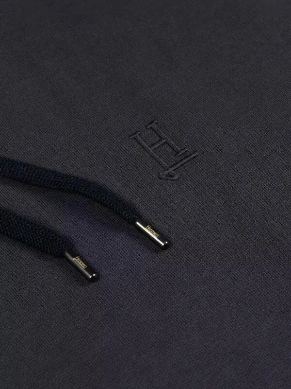 Herno Felpa Logo-embroidered Drawstring Hoodie