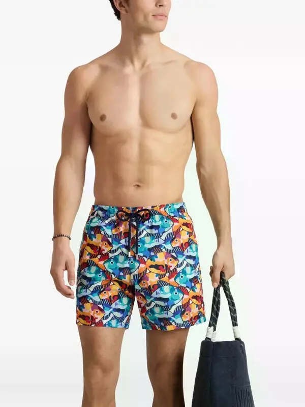 Vilebrequin Pacu Packable Fish-print Swim Shorts - White