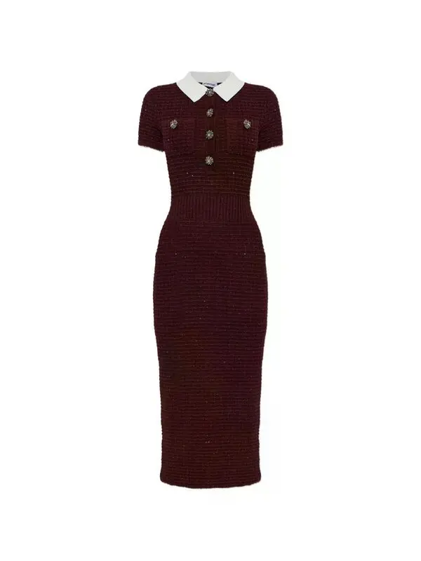 SELF-PORTRAIT Sequin-embellished Bouclé-knit Midi Dress