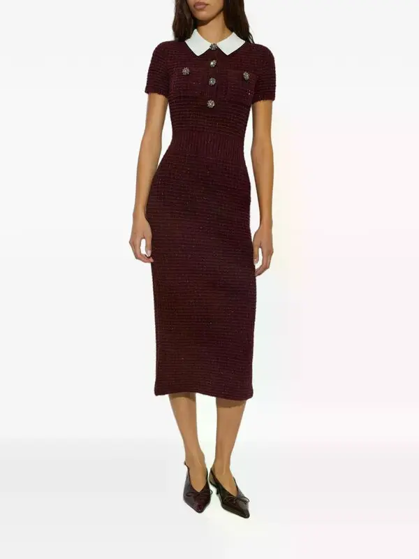 SELF-PORTRAIT Sequin-embellished Bouclé-knit Midi Dress