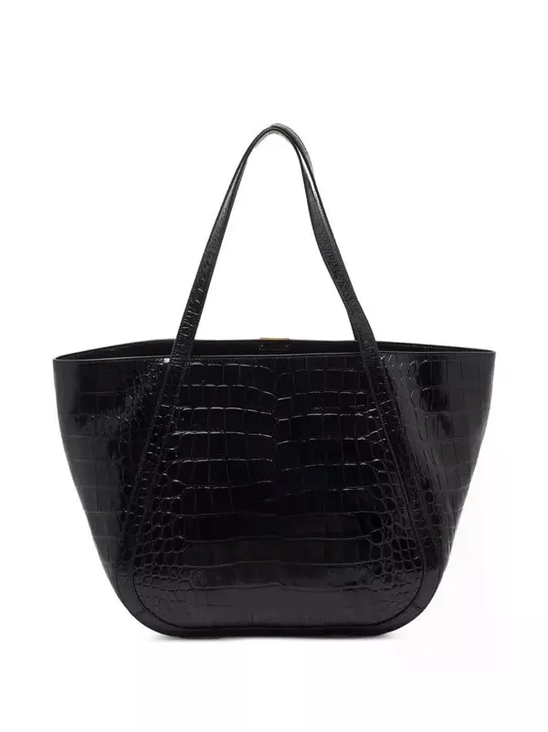 Versace Greca Goddess Croc-embossed Tote Bag - Black