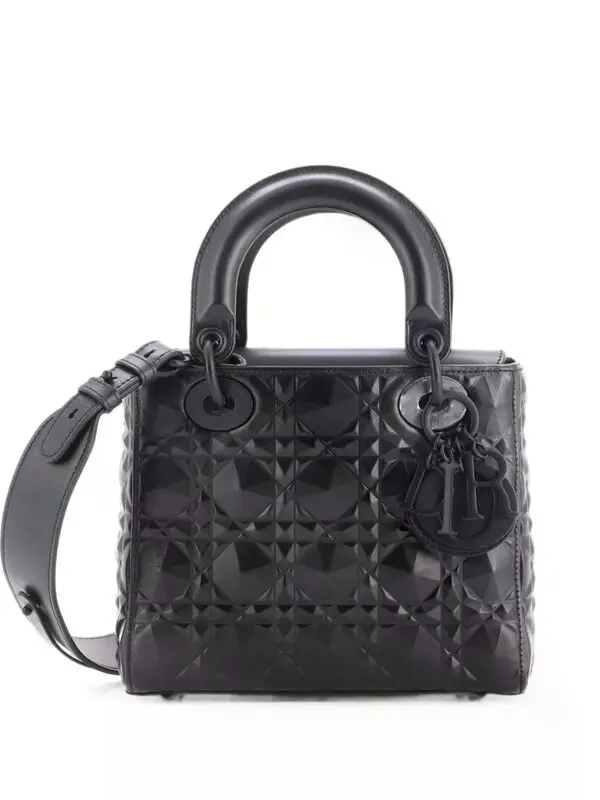 Dior My Abcdior Lady Bag Diamond Motif Cannage Calfskin Small Shoulder Bag - Black