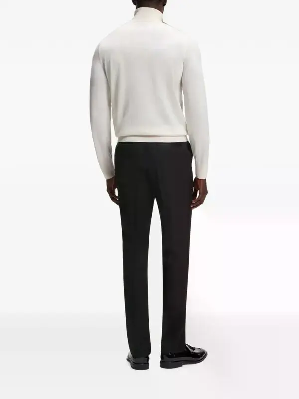BOSS Satin-trim Virgin-wool Trousers