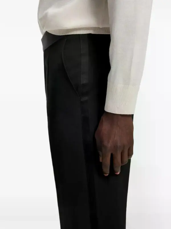 BOSS Satin-trim Virgin-wool Trousers