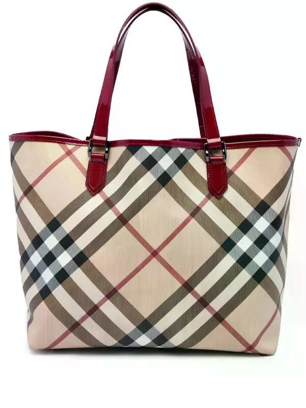 Burberry 2000-2017 Supernova Check Coated Canvas Tote Bag
