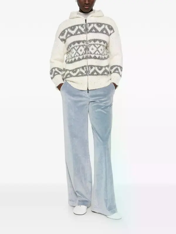 Peserico Fair Isle-knit Zip-up Hoodie