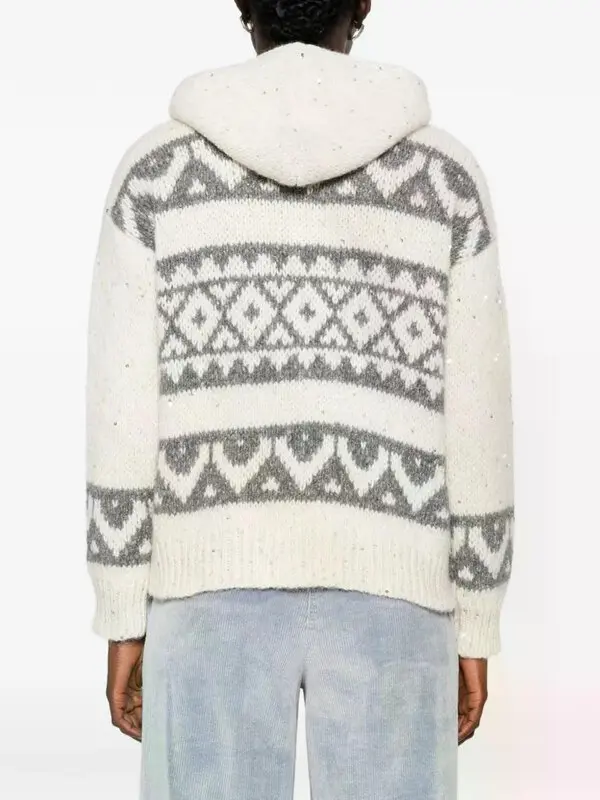 Peserico Fair Isle-knit Zip-up Hoodie