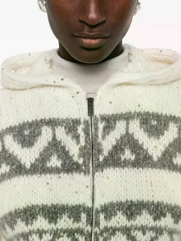 Peserico Fair Isle-knit Zip-up Hoodie