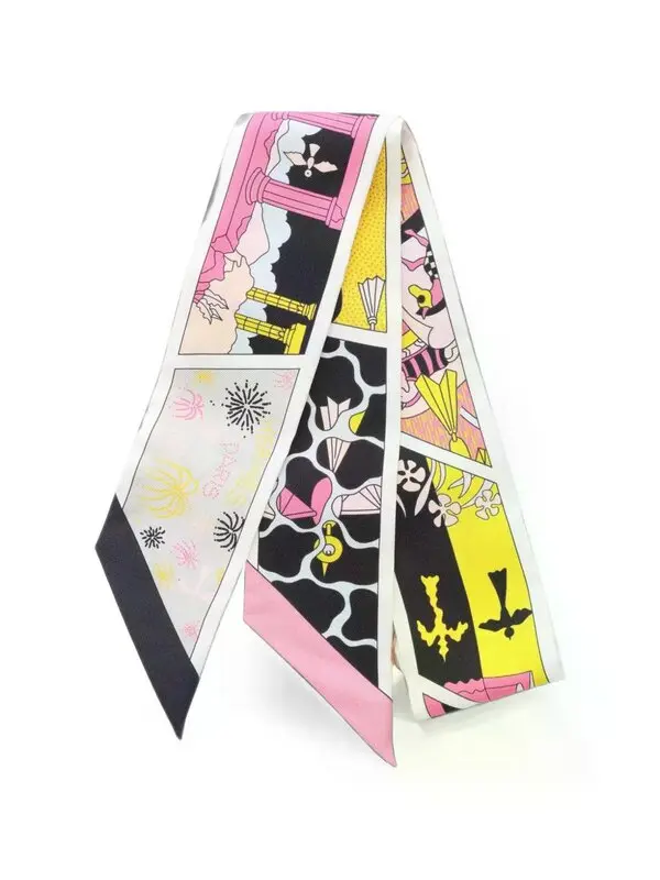 Hermès 2020s Factory Suite Twilly Scarf - White