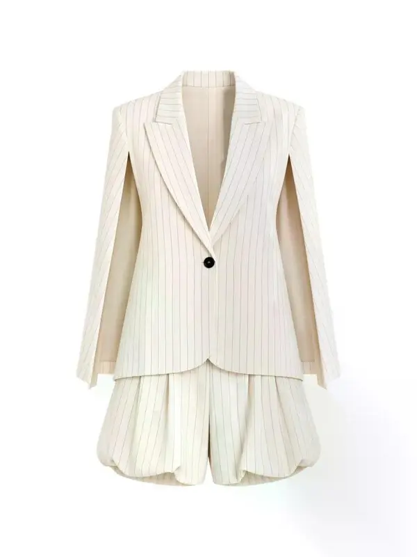 VICOLO Pinstriped Cape-sleeve Blazer