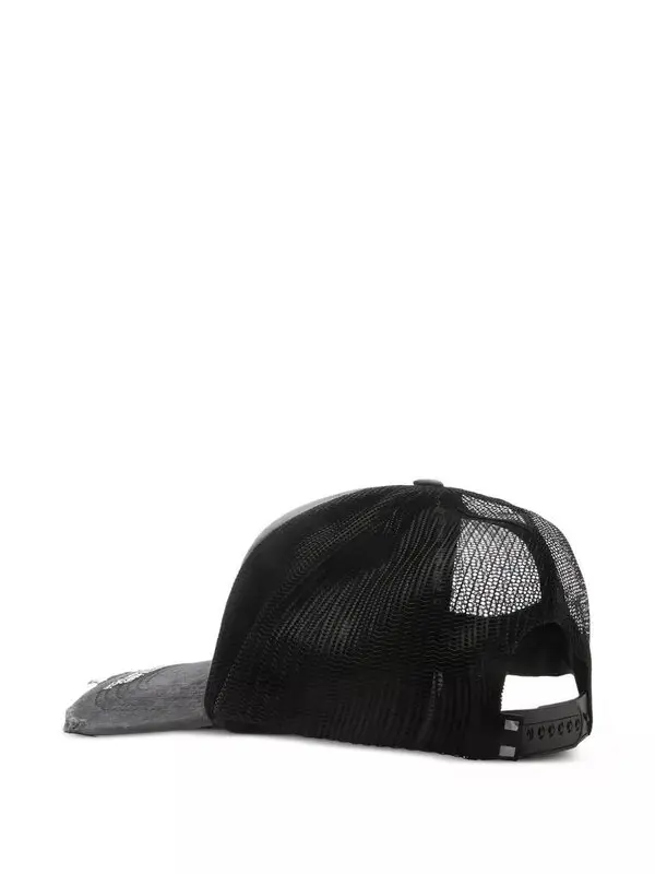 NAHMIAS Wipeout Embroidered Distressed Trucker Hat - Black