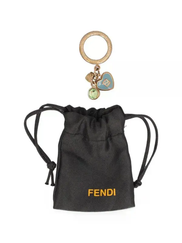 Fendi Ff Logo Heart Charm Ring
