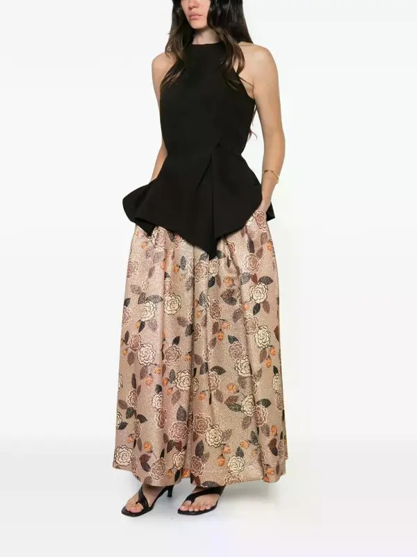 SIYU Dalia Floral-jacquard Pleated Maxi Skirt