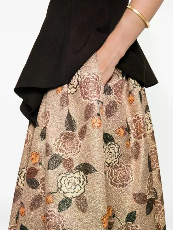 SIYU Dalia Floral-jacquard Pleated Maxi Skirt