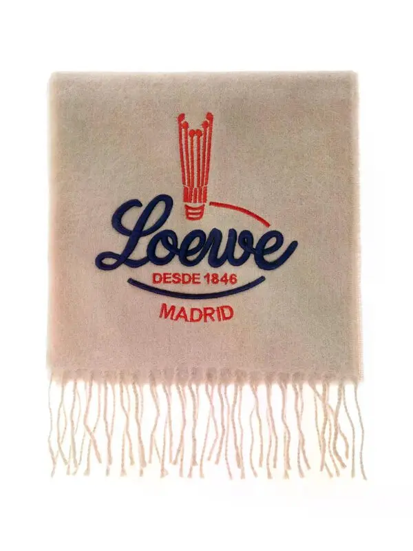 Loewe Logo-embroidered Fringed Scarf