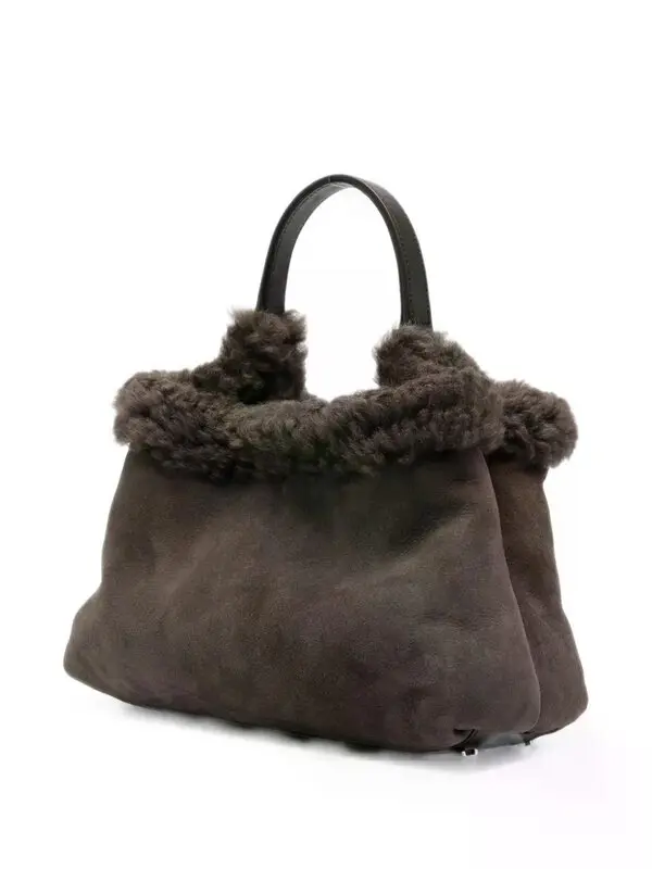 TOD'S Shearling-trim Suede Shoulder Bag