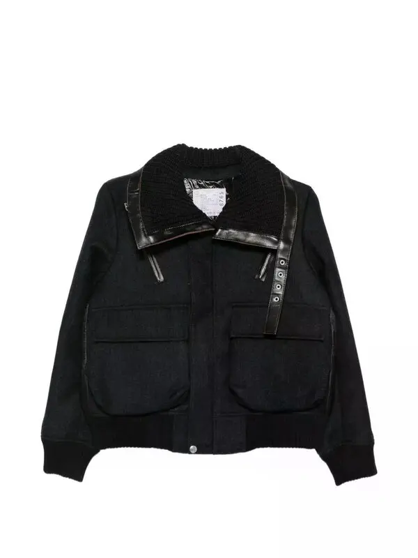 Sacai Buckle-detail Layered-collar Jacket