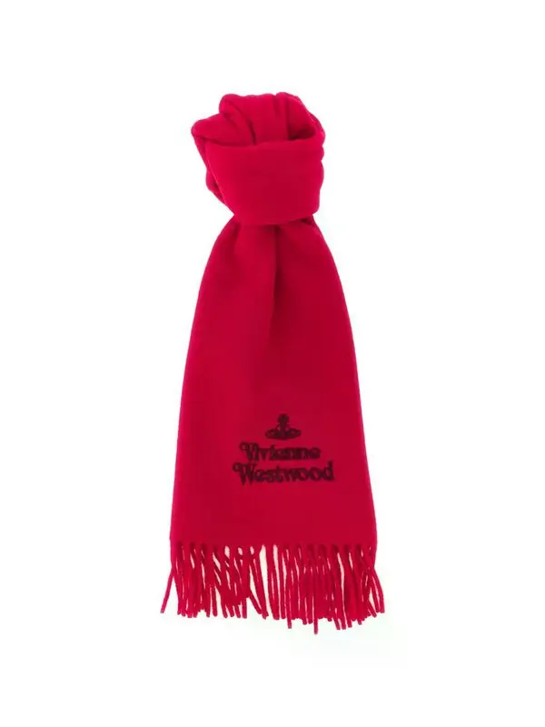 VIVIENNE WESTWOOD Orb Embroidered Fringed Scarf
