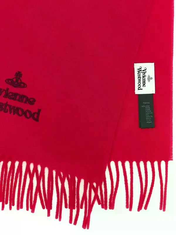 VIVIENNE WESTWOOD Orb Embroidered Fringed Scarf