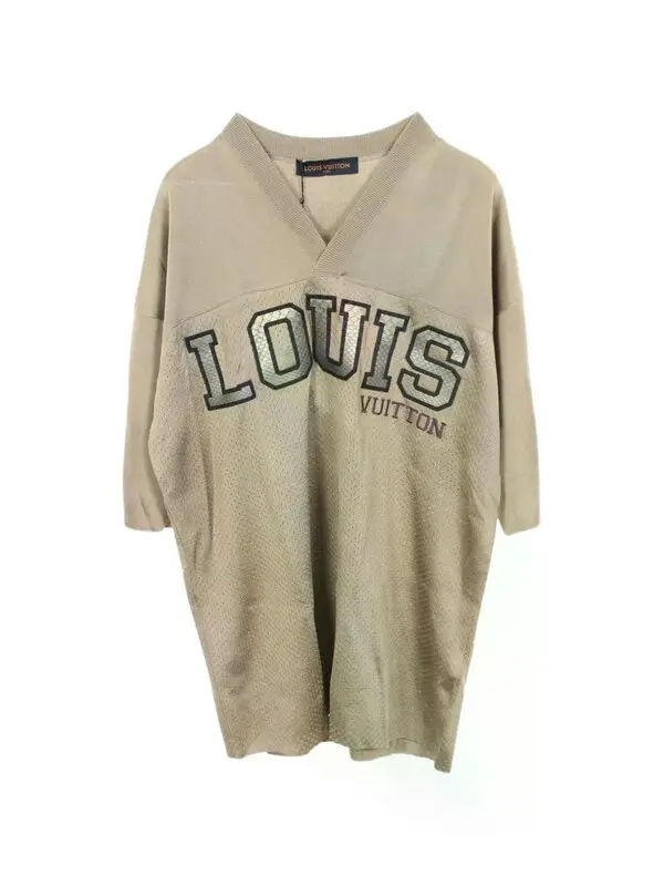 LOUIS VUITTON 2010s Logo-print Mesh T-shirt - Neutrals