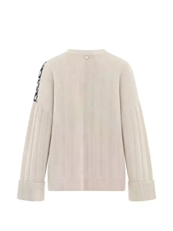 Liu Jo Jacquard Sweater With Jewel Embroidery - Neutrals