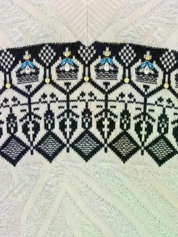 Liu Jo Jacquard Sweater With Jewel Embroidery - Neutrals