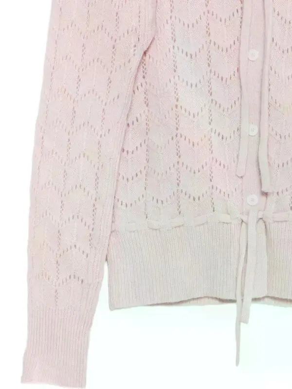 ALAINPAUL Pointelle-knit Tie-fastening Cardigan